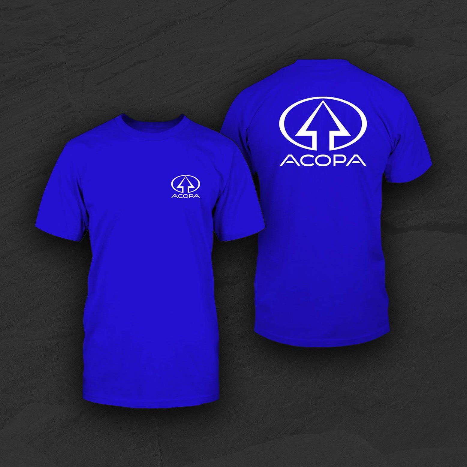 Acopa T-Shirt, Blue, White Logo– Acopa Rock Climbing Shoes & Gear ...